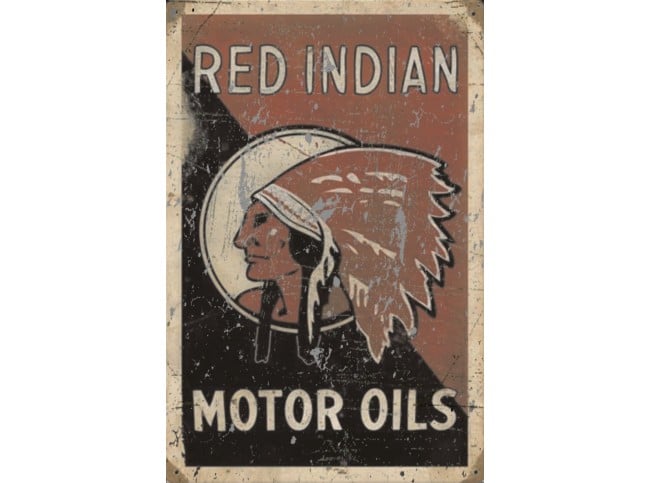 Red Indian Motor Oils tin metal sign - Nostalgia Highway