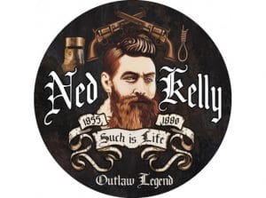 Ned Kelly Round tin metal sign - Nostalgia Highway