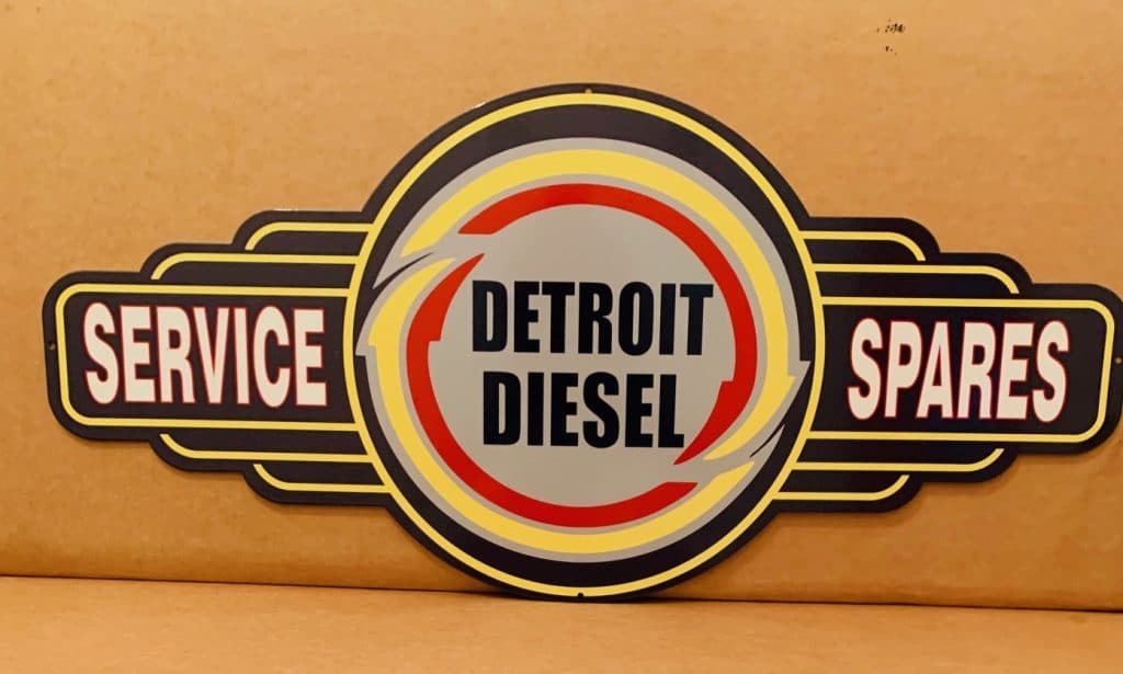 Detroit Spares & Service station tin metal sign - Nostalgia Highway
