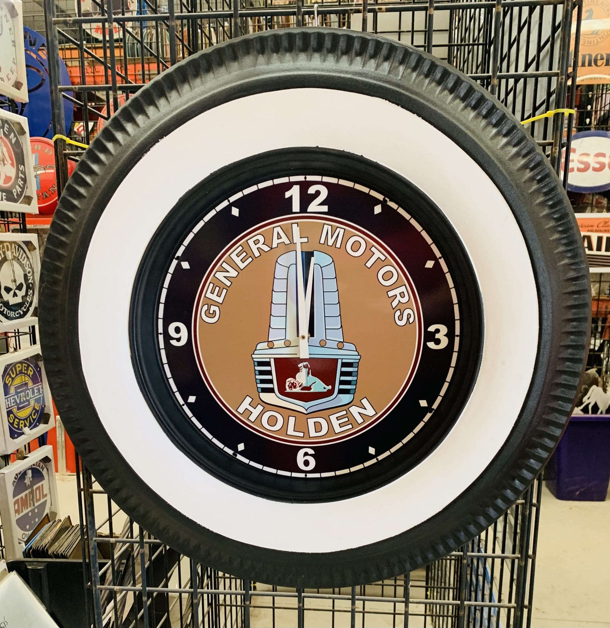 General Motors Holden White wall tyre clock - Nostalgia Highway