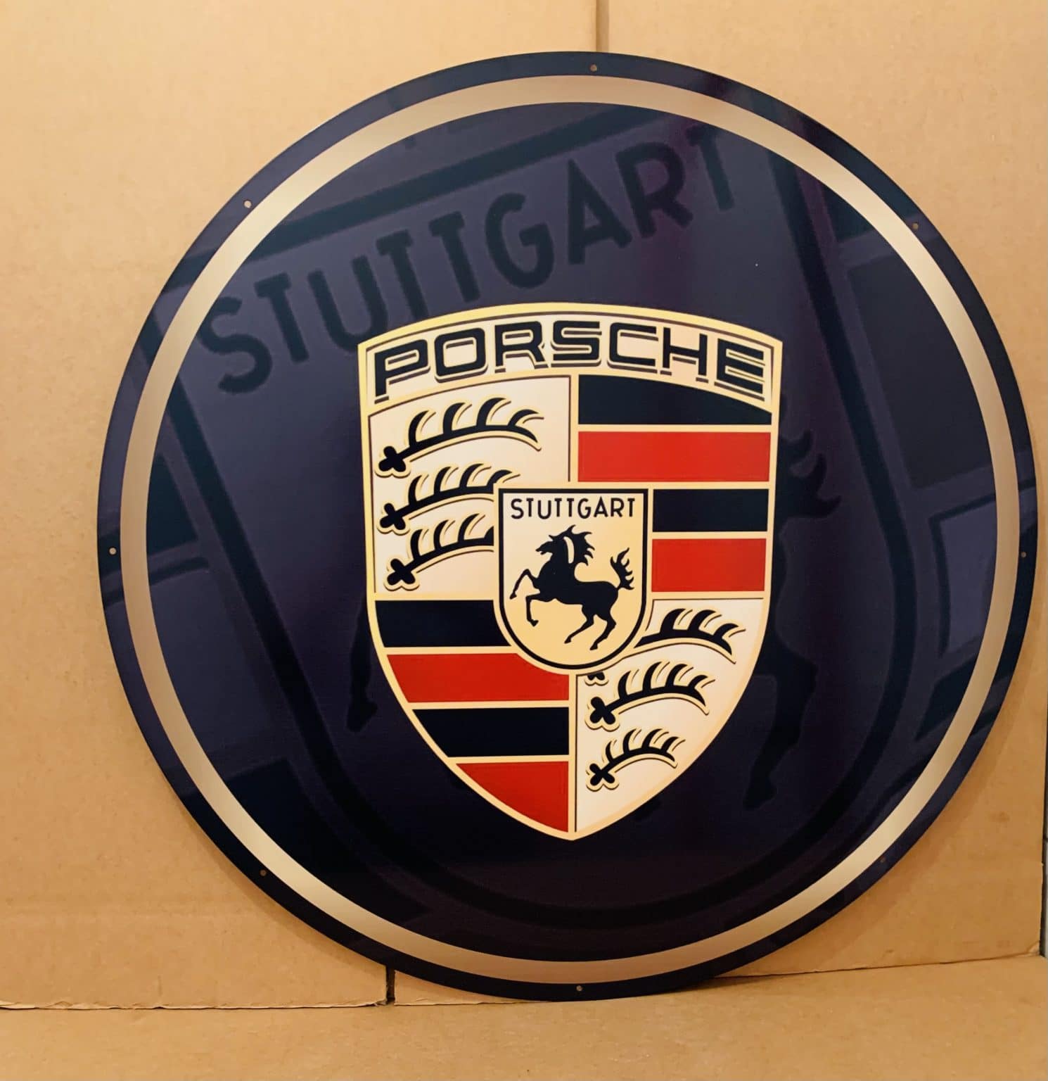 Porsche large round tin metal sign - Nostalgia Highway