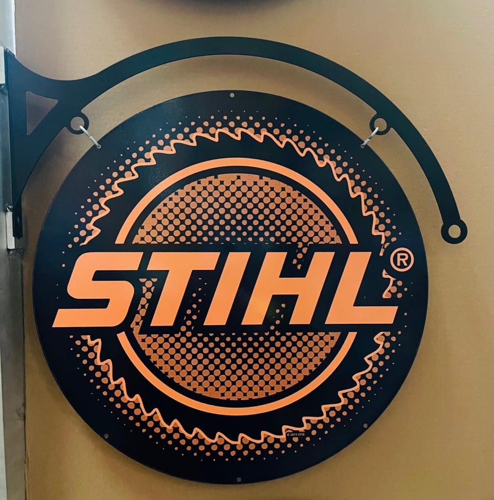 Stihl double sided and hanger tin metal sign - Nostalgia Highway