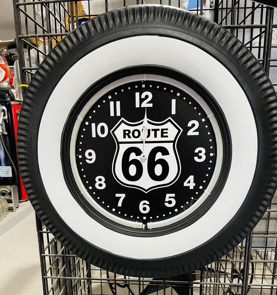 Route 66 Motorcycle Tyre Clock Neon - Nostalgia Highway