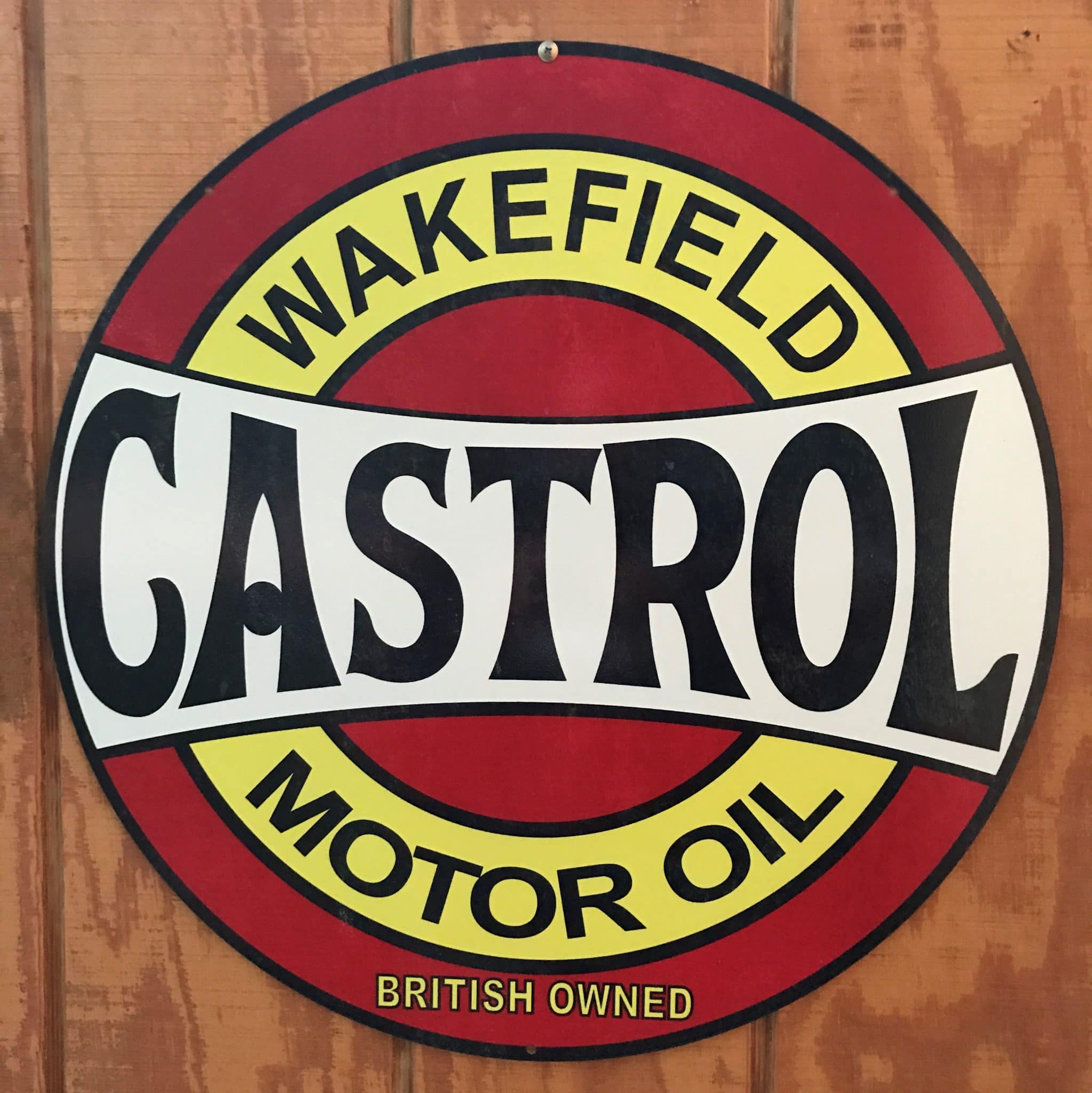 Castrol Red large round tin metal sign - Nostalgia Highway