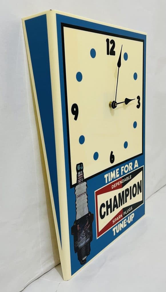 Champion Spark Plug Clock Blue - Nostalgia Highway