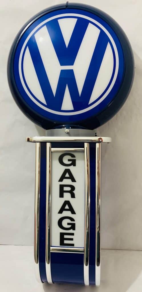 Garage sign Vintage Retro Volkswagen Blue on White - Nostalgia Highway