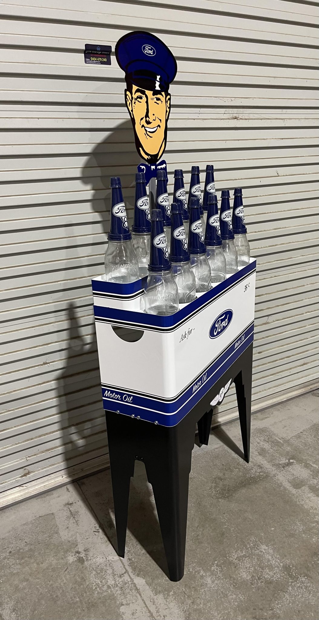 Ford Deluxe Oil Bottle Stand complete with 12 Bottles - Nostalgia Highway