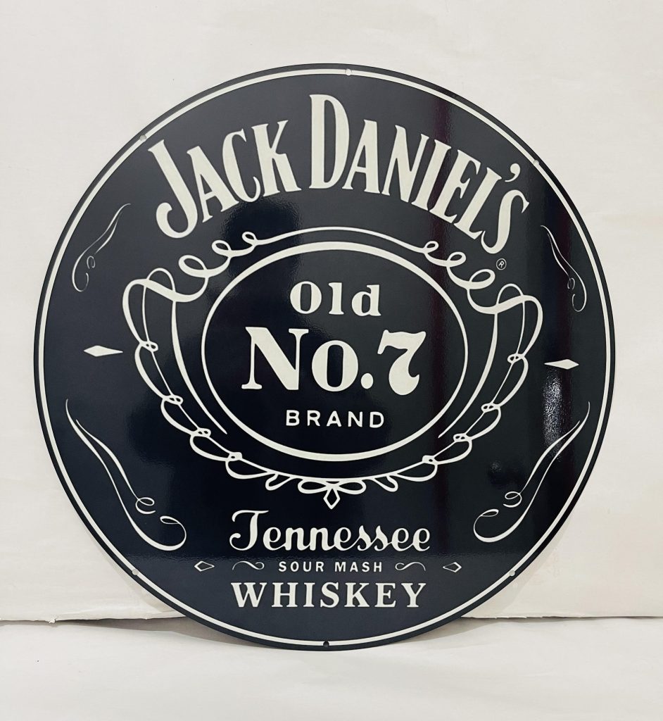 Jack Daniels large round tin metal sign - Nostalgia Highway