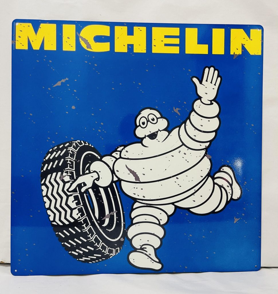 Michelin Man Blue tin metal sign - Nostalgia Highway