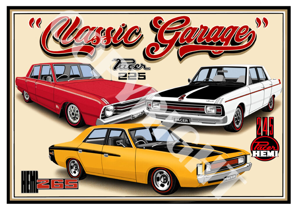 Classic Garage Valiant Pacer Series tin metal sign - Nostalgia Highway